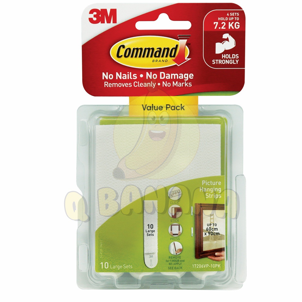 (Value Pack) 3M Command Large Picture Hanging Strips 17206 (Holds Up To ...