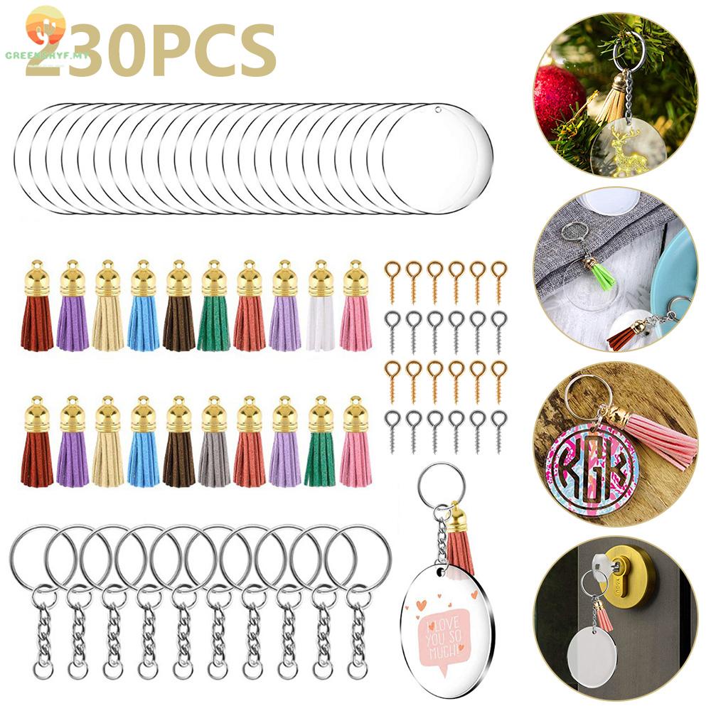 [230PCS] Keychain Making Kit Acrylic Keychains Tassel Pendant Split Key ...