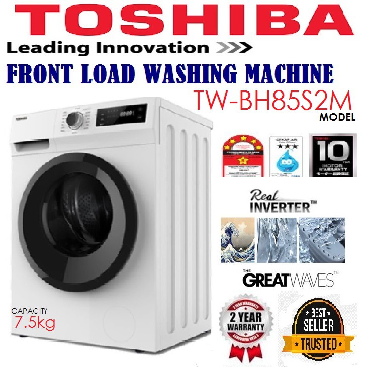 TOSHIBA INVERTER FRONT LOAD WASHING MACHINE 7.5KG TW-BH85S2M / MESIN BASUH AUTO 7.5KG | Shopee ...