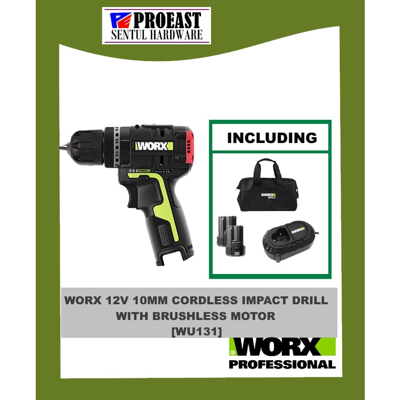 WORX 12V 10MM Cordless Impact Drill With Brushless Motor [WU131] (BARE ...