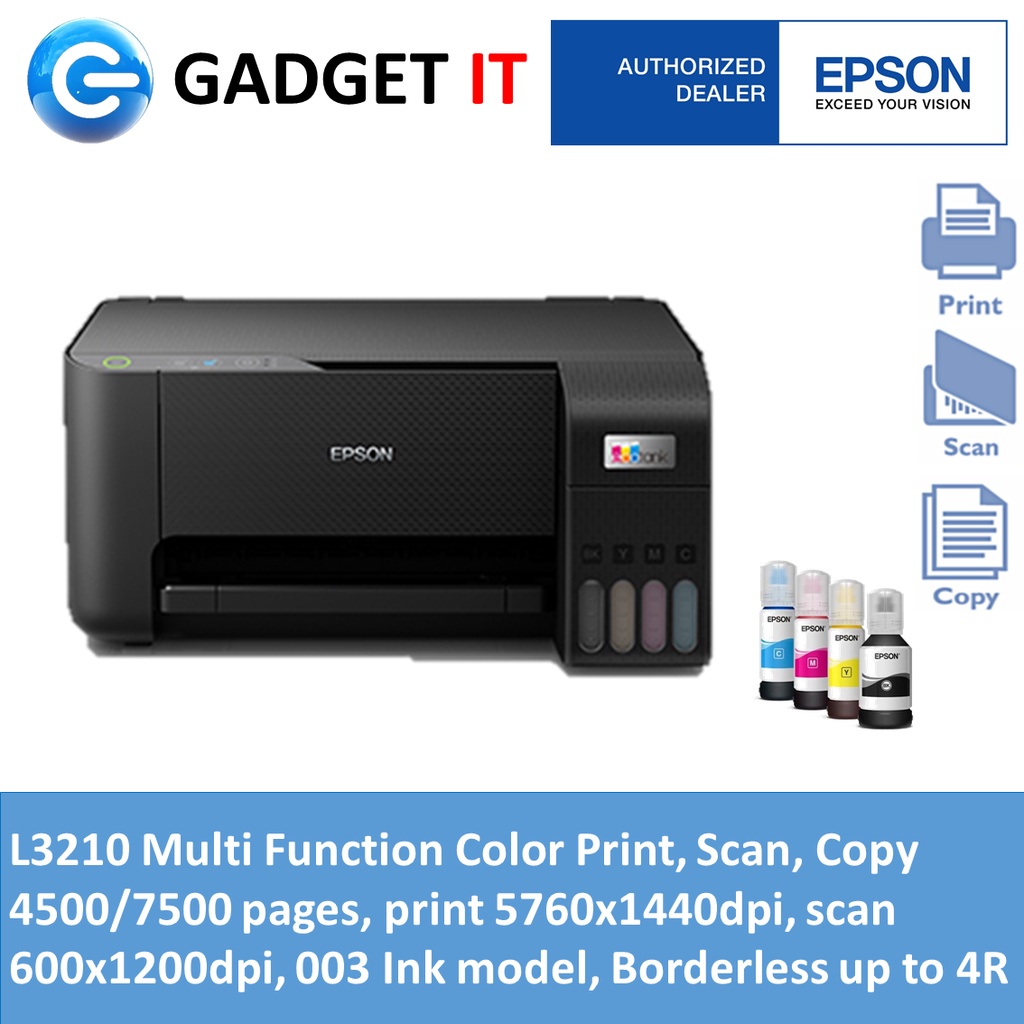 EPSON L3210 Multi Function Color Print, Scan, Copy 4500/7500 pages ...