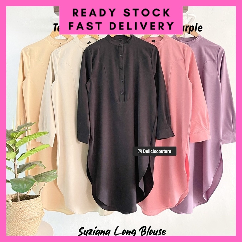SUZIANA LONG BLOUSE muslimah long blouse women long blouse muslimah ...