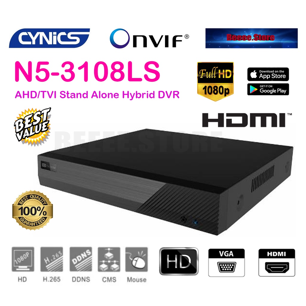Cynics N5-3108LS 1080p HD 8+2ch AHD/TVI Stand Alone Hybrid DVR HD ...