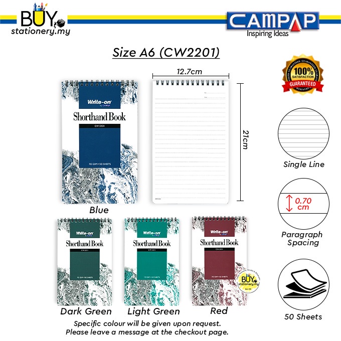 Campap A4 A5 A6 A7 Write On Spring Notebook 70gsm -(1s/PCS) Buku Nota ...