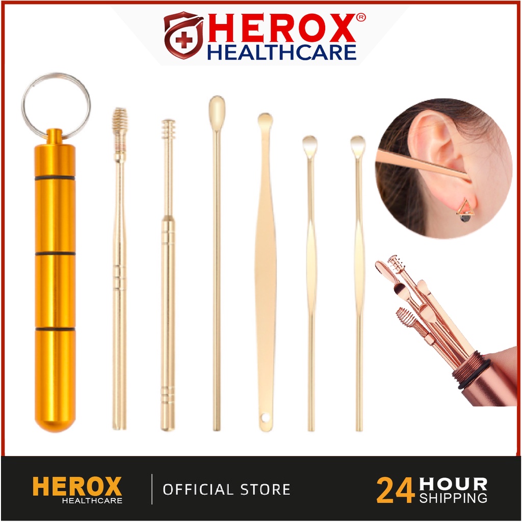 HEROX 7PCS (FREE BOX) Stainless Steel Pengorek Telinga Budak Earpick ...