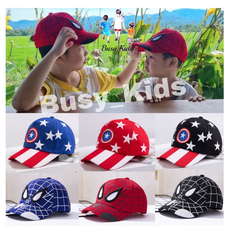 🧢Busy Kids🧢Kids spiderman captain cap/boy's hat/Super hero/kuromi ...