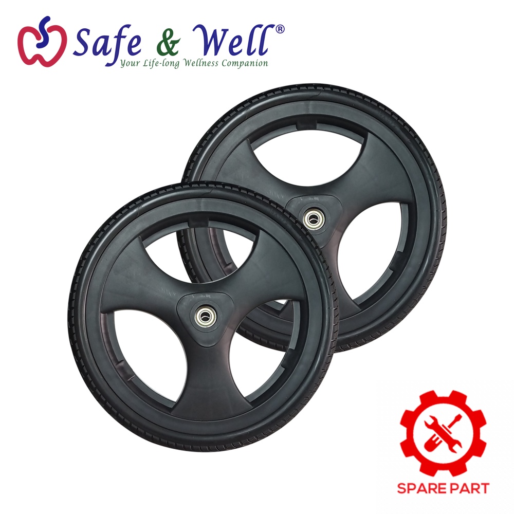 HOPKIN SPAREPART- WHEELCHAIR MAG WHEEL & FLAT FREE TYRE 16IN (1PAIR ...