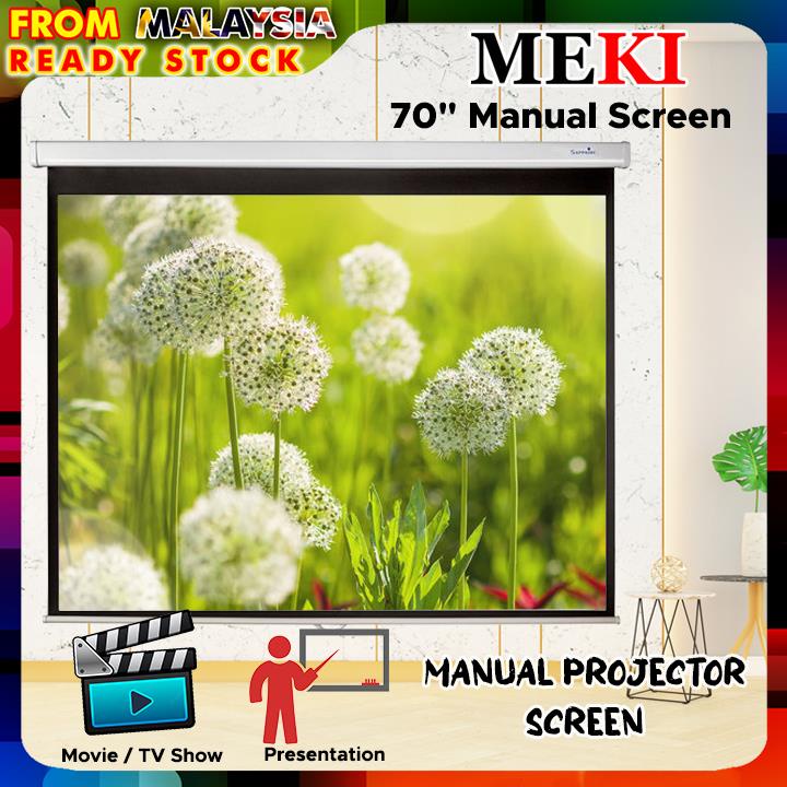 Meki Size 70'' x 70'' (6 x 6 feets) Manual Wall Screen Projector Screen ...