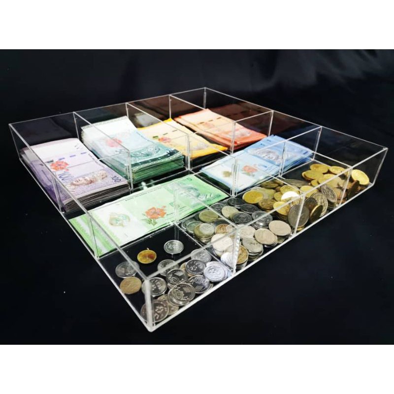Kotak Simpanan Duit / Money Note And Coin Akrilik / Acrylic Desk Drawer ...