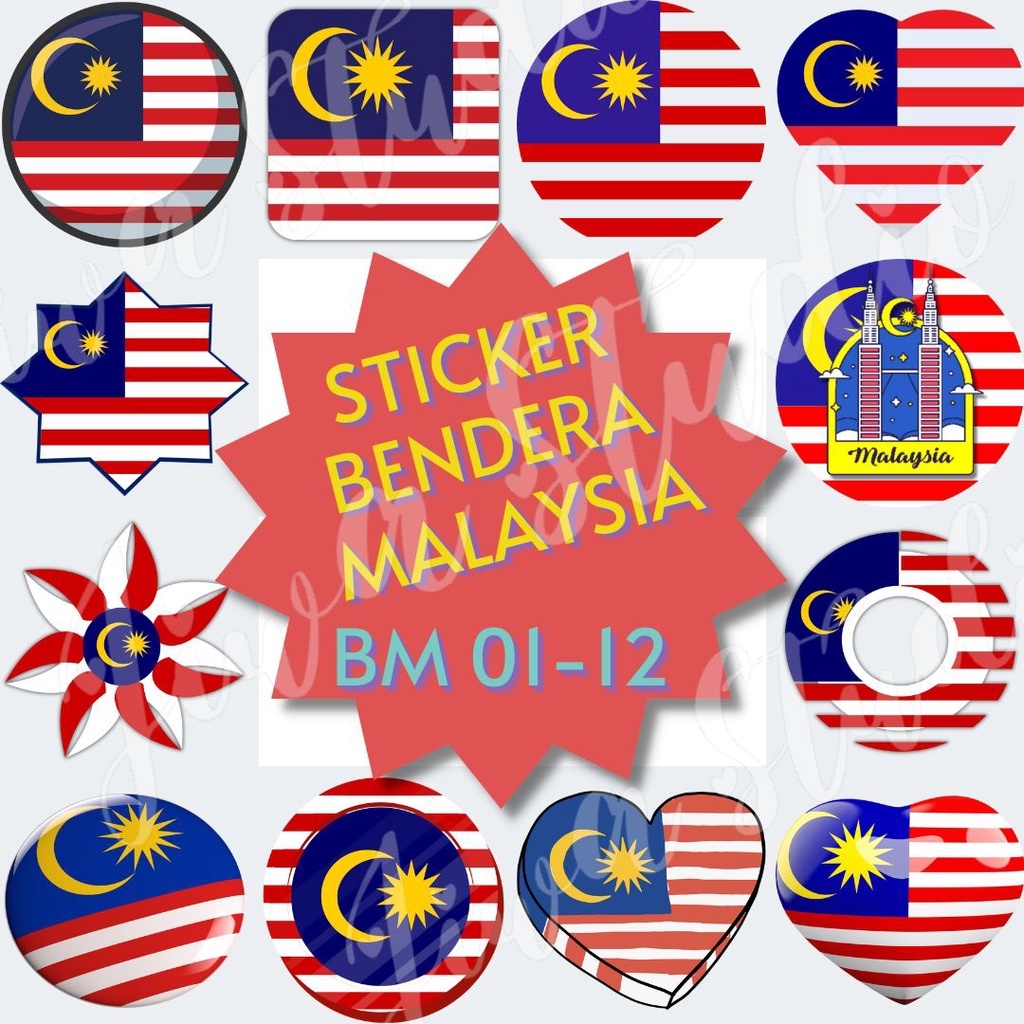 (BM 01-12) 50pcs Stiker Hari Merdeka & Bendera Malaysia Murah & Cantik ...
