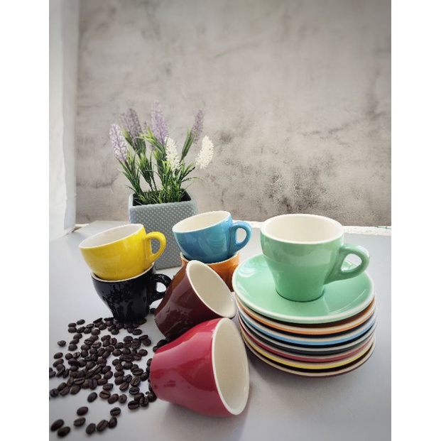 HSH 200ml / 180ml / 125ml Ceramic Coffee Cup Set with Saucer Plate ...