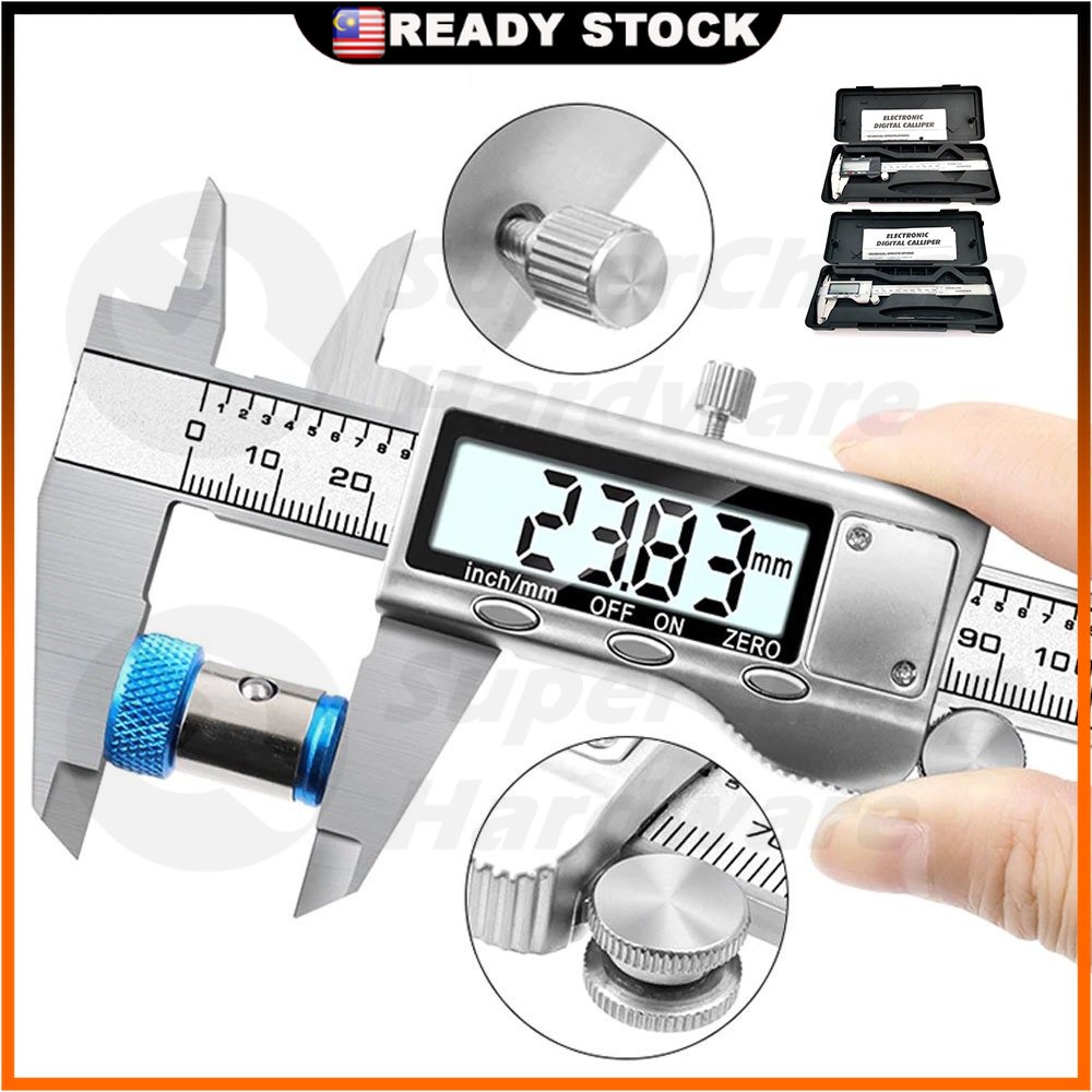 6"inch 150mm Digital Caliper Stainless Steel LCD Digital Vernier ...