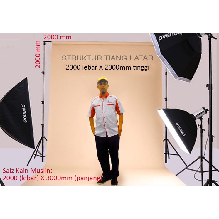 Struktur Backdrop Fotografi Boleh Lipat 2m Tinggi X 2m dengan Kain ...