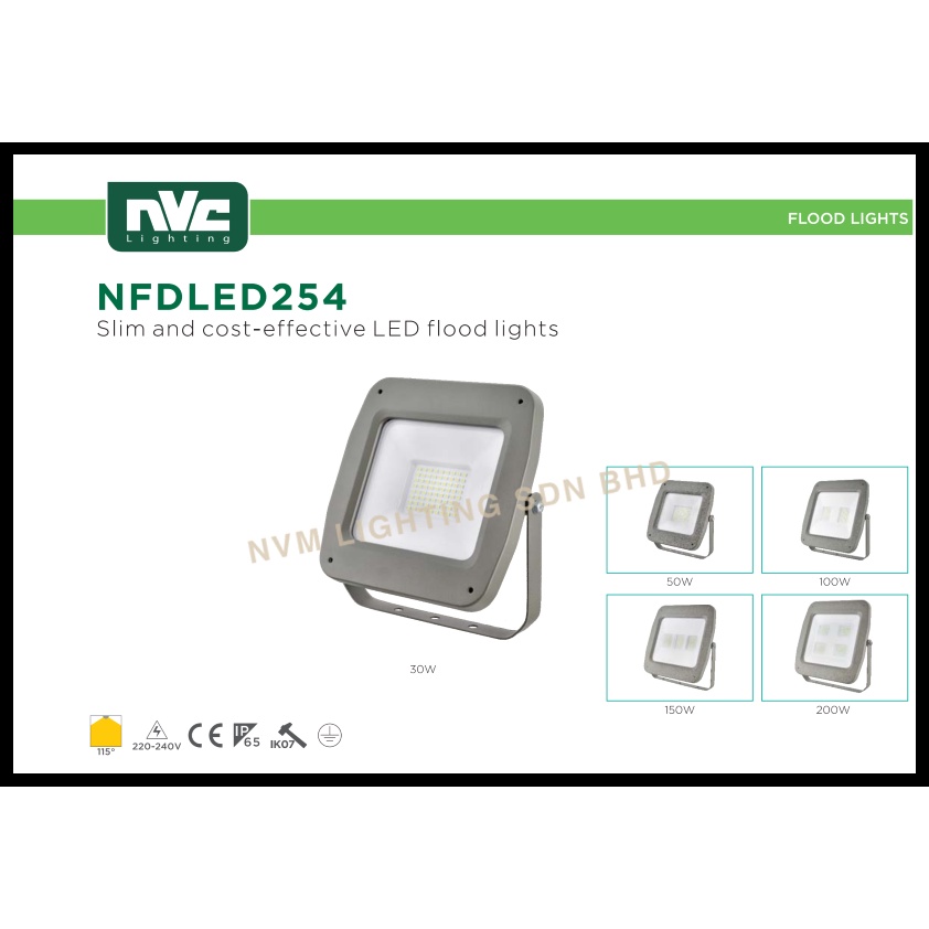 NVC NFDLED254 LED Flood Light 30w/50w Daylight Outdoor IP65 Lampu Sport ...