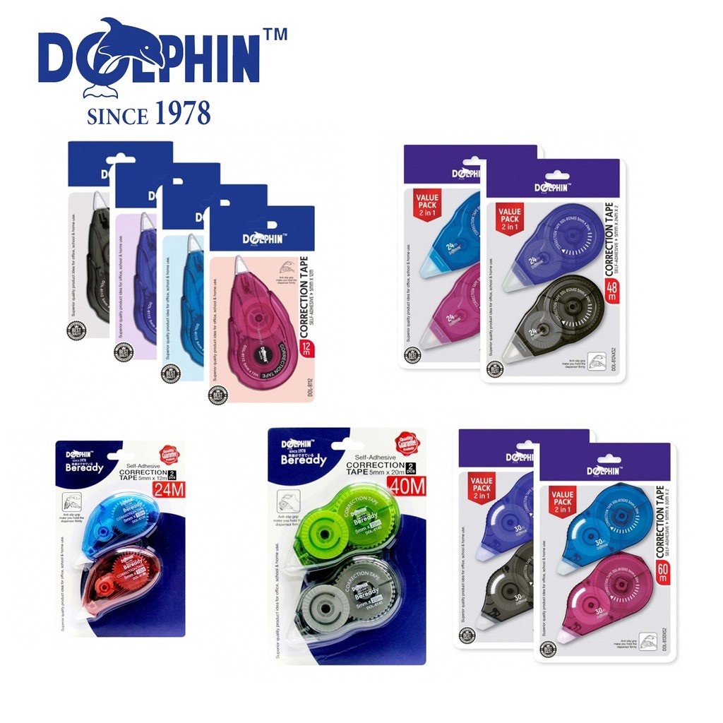 Dolphin Correction Tape 12meter /24meter / 30meter | Shopee Malaysia