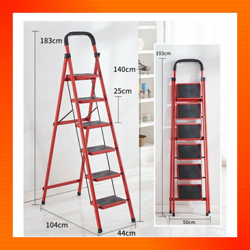 STRONGMAN HEAVY DUTY INDOOR FOLDING LADDER 3 - 6 STEPS WITH HAND GRIP ...