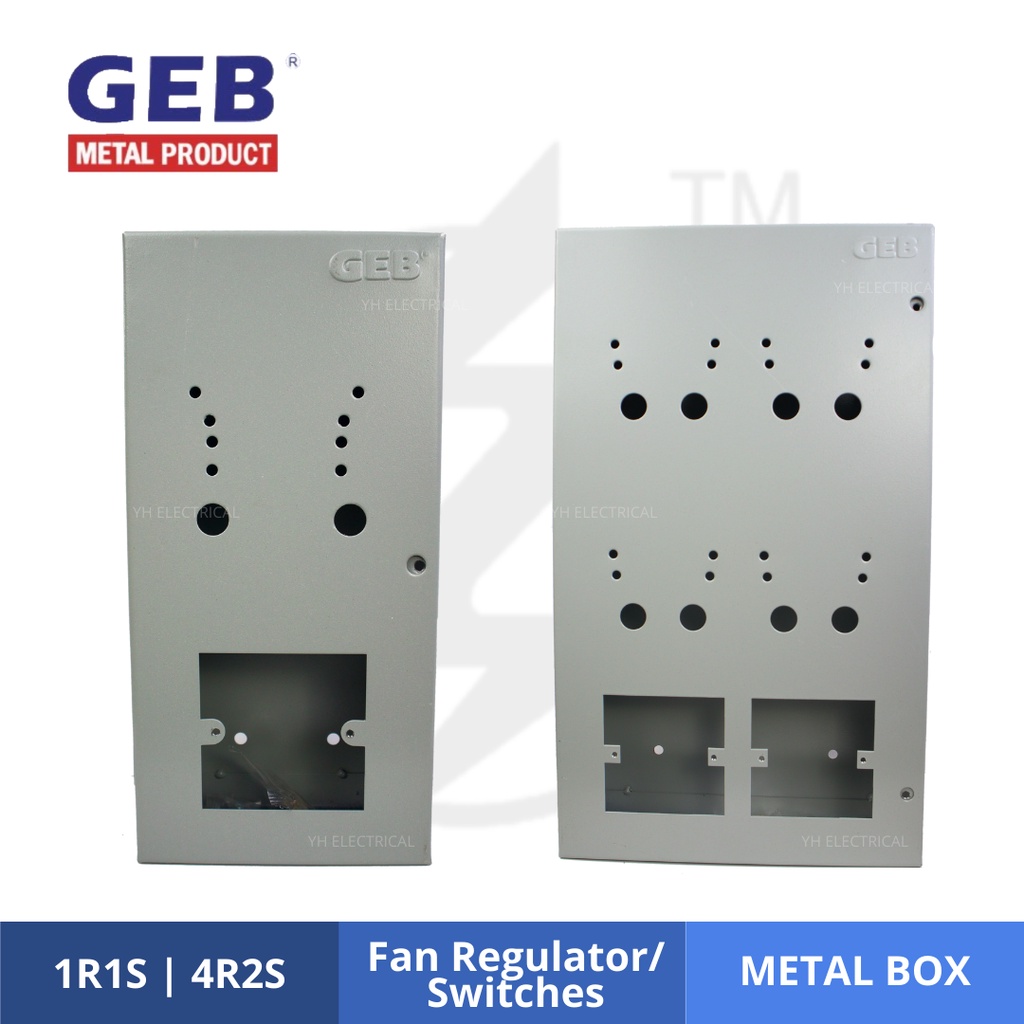 GEB Metal Switch & Fan Regulator Box (1R1S/2R1S/2R2S/3R1S/3R2S/3R3S/4R2S/6R3S/8R8S) Kotak besi ...