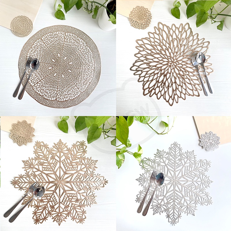 Alas Pinggan + Alas Cawan Set Europian Rose Flower PVC Placemat Table ...