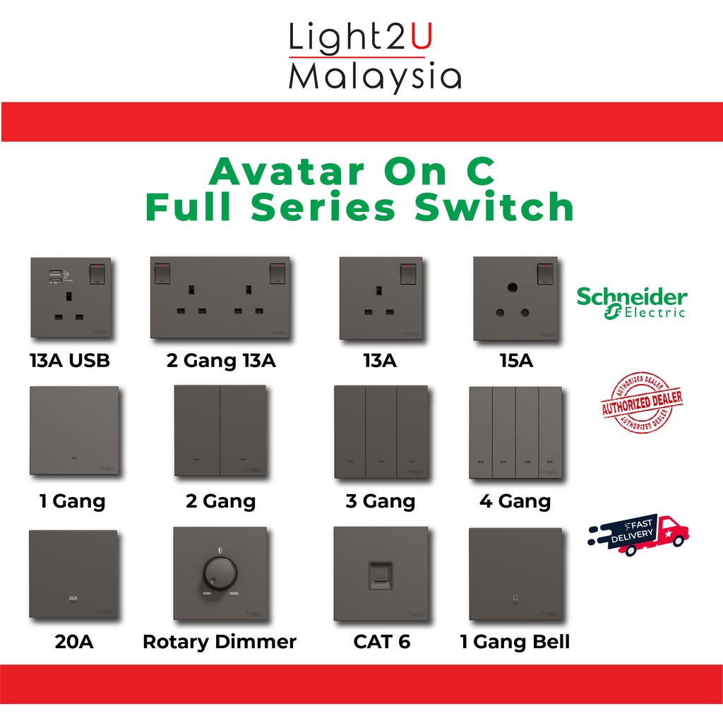Schneider Avatar On C Full Series Switches Socket With Fluorescent ...