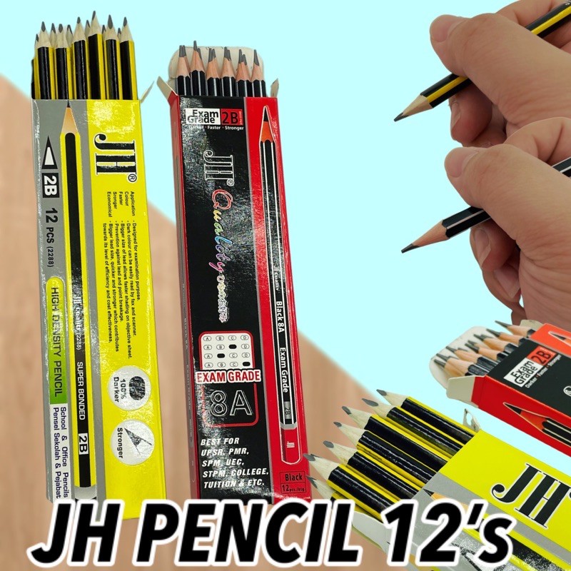 AKINA SAVE 12’s JH EXAM PENCIL 2288 & 8A Super Bonded 2B Pencil High ...