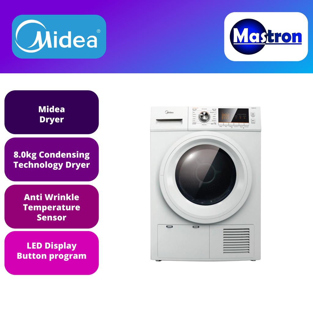 Midea Condenser Dryer 8kg | Mesin Pengering Baju Midea 8kg Jenis ...