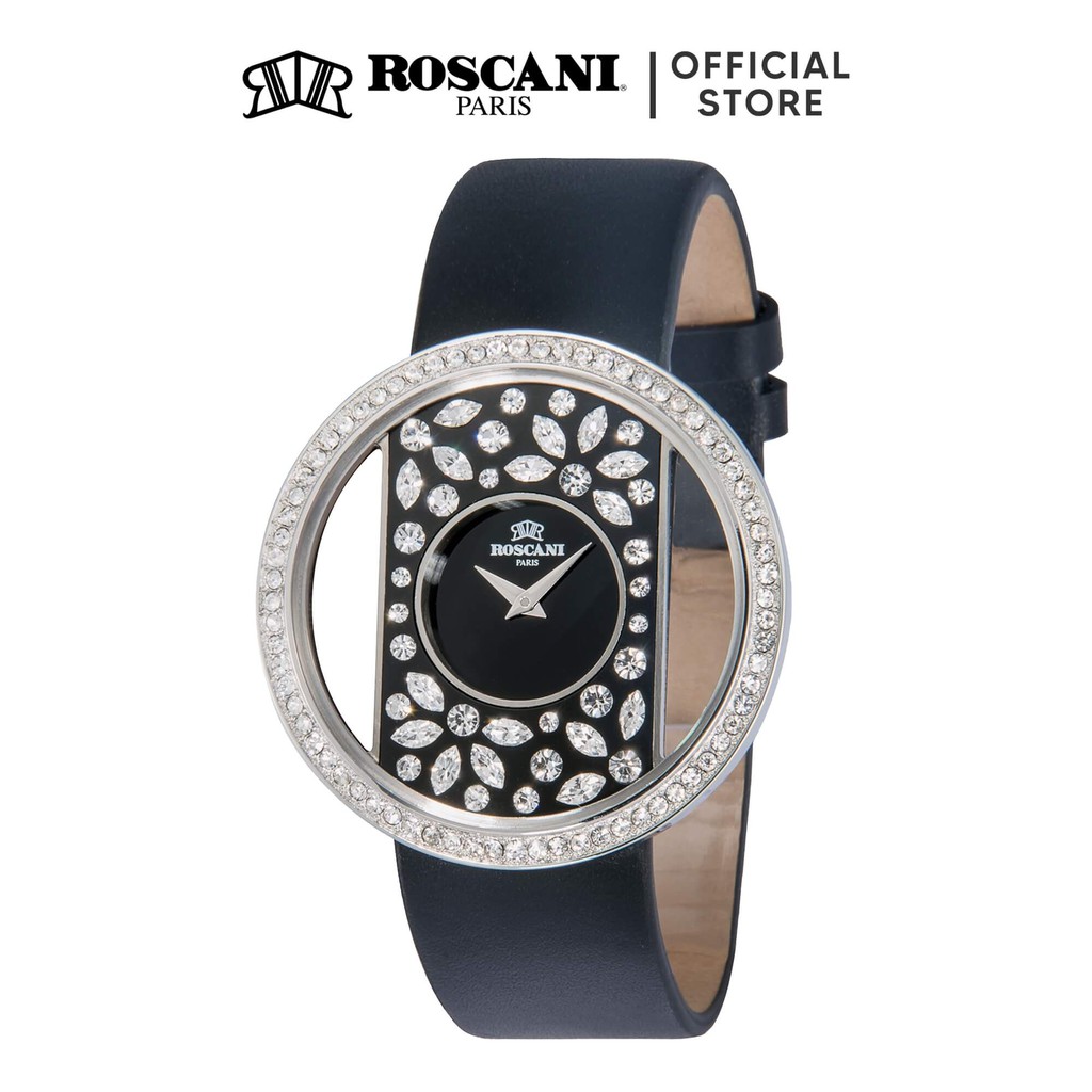 Roscani Lucy 849 Leather Women Watch - Gemstone Dial + Hidden Crown ...