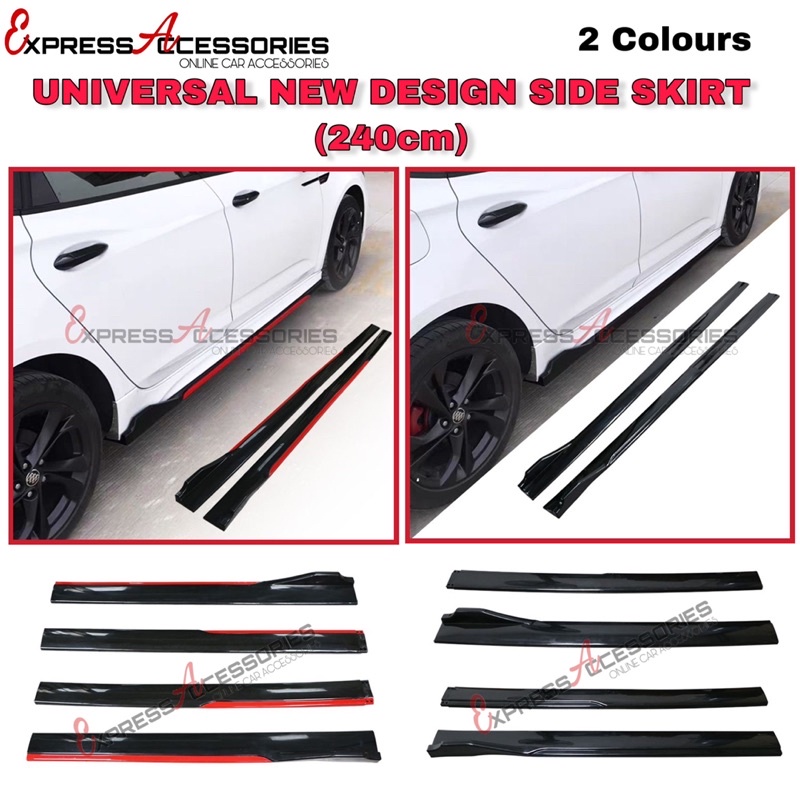 NEW DESIGN 240cm Universal Car Bumper Side Skirts Side Lip ABS Material ...