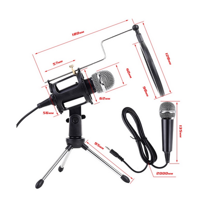 Mobile Recording Studio Set Microphone Stand Mini Microphone Wired ...