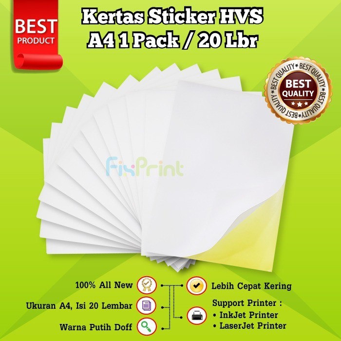 PUTIH Hvs A4 Premium Plain Sticker Paper, Plain White Sticker, A4 Size ...