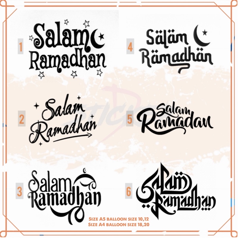 Sticker bobo cutting SALAM RAMADHAN / size A5,A4 | Shopee Malaysia