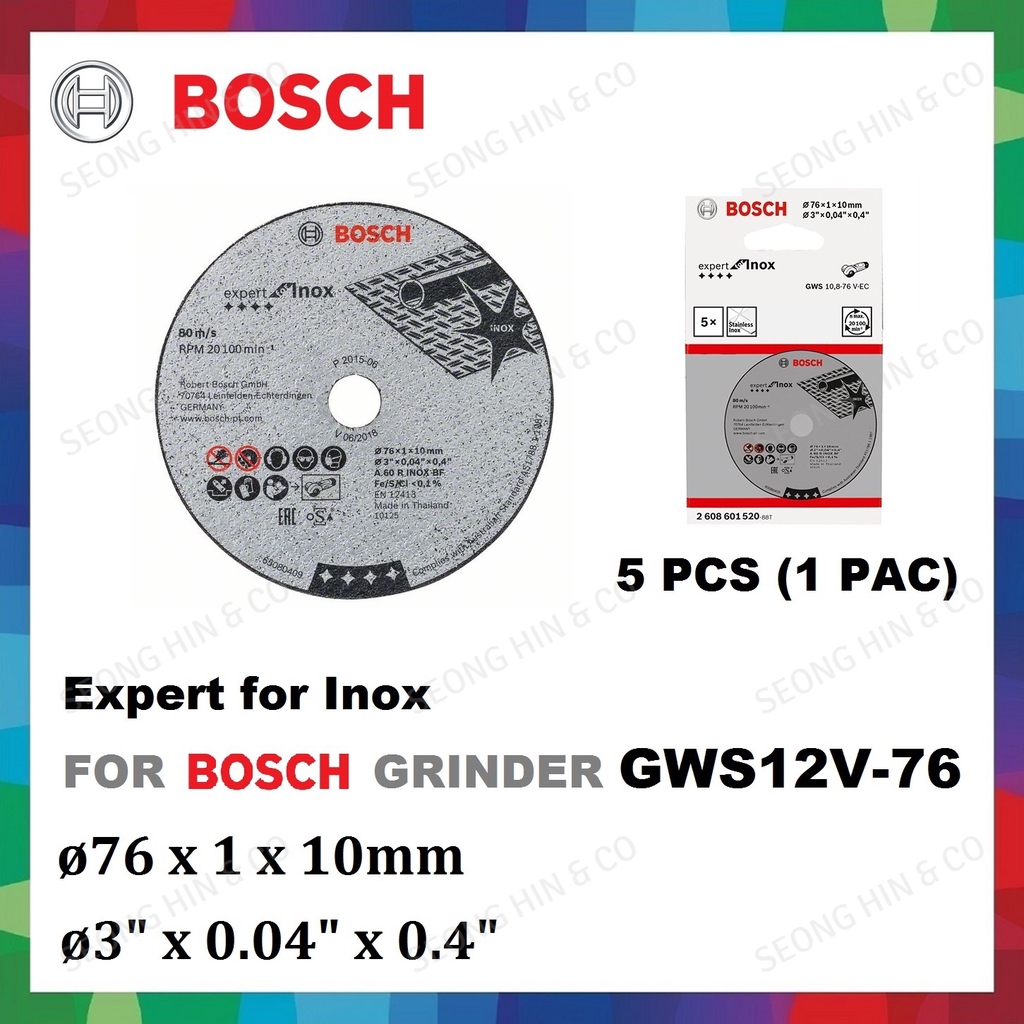 Bosch Cutting Disc 76mm Expert For Inox - 2608601520 (x5pcs) | Shopee ...