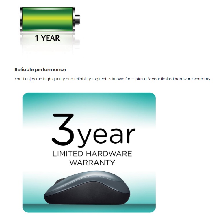 LOGITECH B175 WIRELESS MOUSE ADVANCED 2.4 GHZ WITH PLUG AND PLAY NANO ...