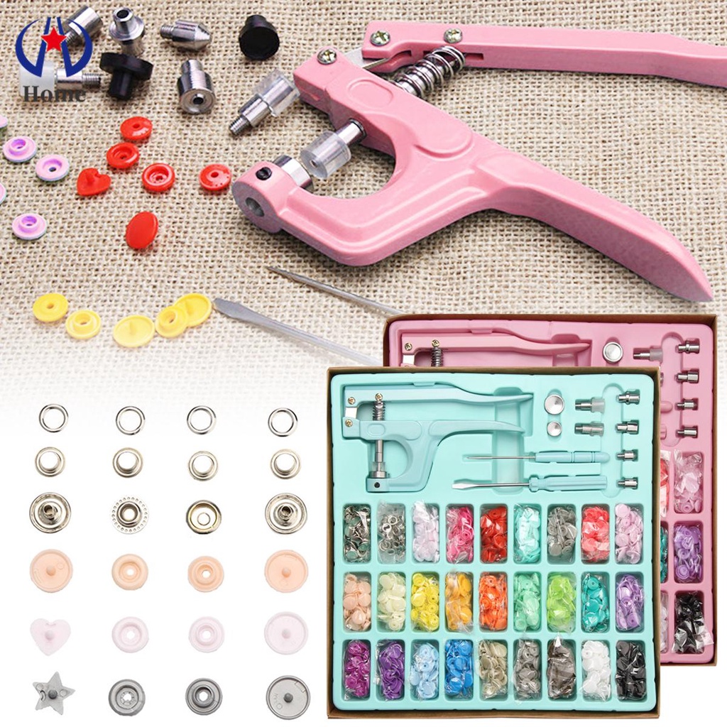 300 Sets Snap Fasteners Kit with Pliers 5 Shapes 25 Colors Resin Snaps ...