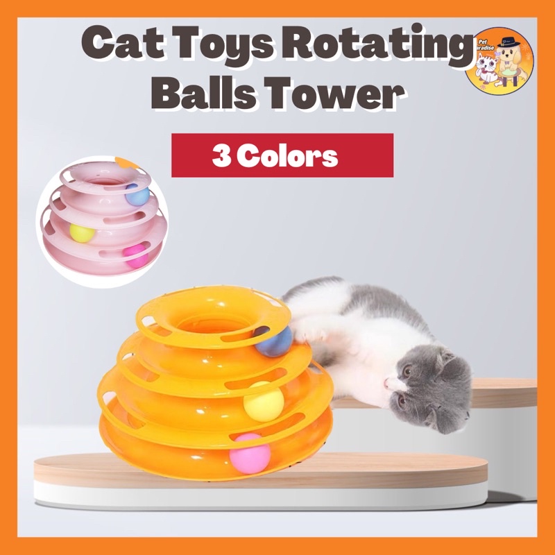 【PetParadise】Cat Toy Cat Balls Tower Cat Rolling Balls Cat Rotating ...