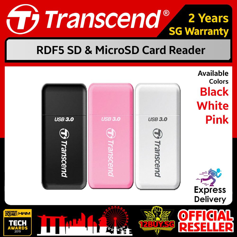 Transcend RDF5 USB 3.1 3.2 Gen 1 MicroSD and SD Card Reader Black Pink ...