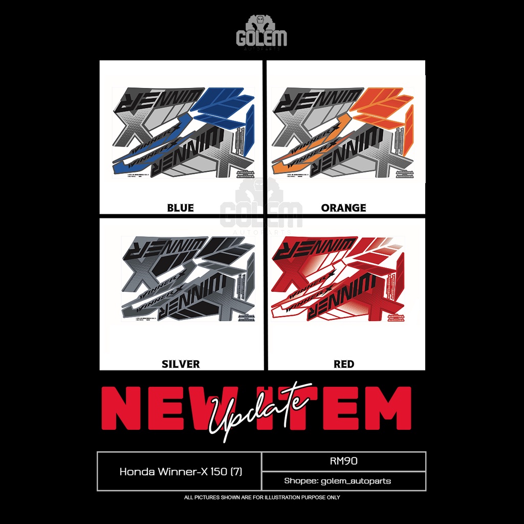 Honda Winner-X 150 RS-X 150 V2 (7) 2020 VN Gred AAA Sticker body Stripe ...