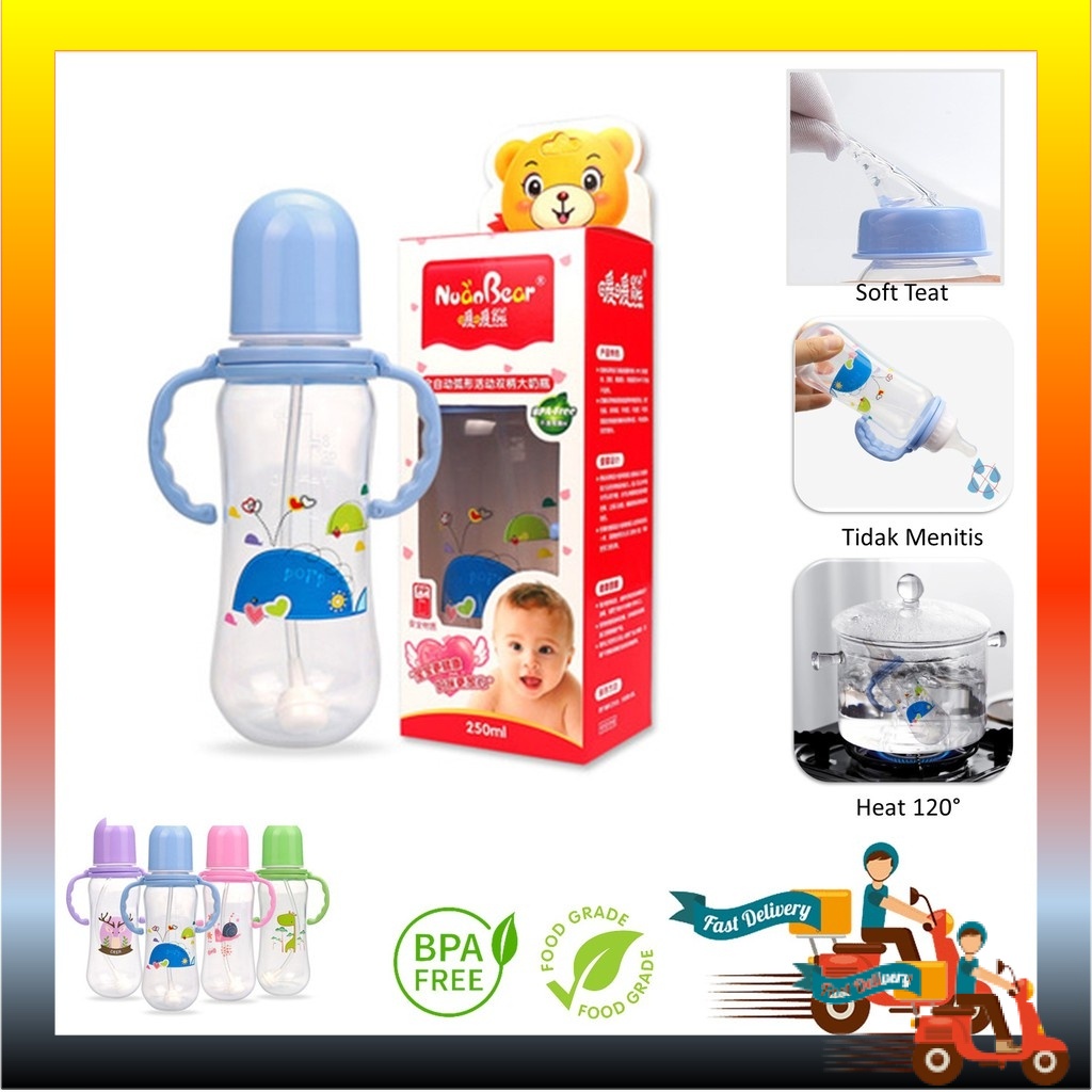 Feeding Bottle 8oz with Handle Standard Mouth Neck Botol Susu Baby PP ...