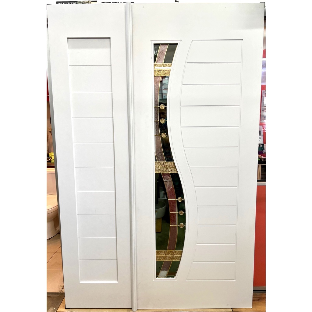 New Design Pintu Kayu Cermin (Full Solid) HDF Door Tempered Glass ...