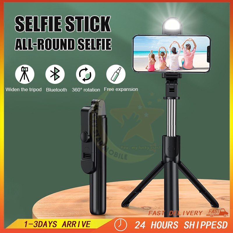 S03 Mini Bluetooth Selfie Stick With LED light 360° Rotate Tripod ...