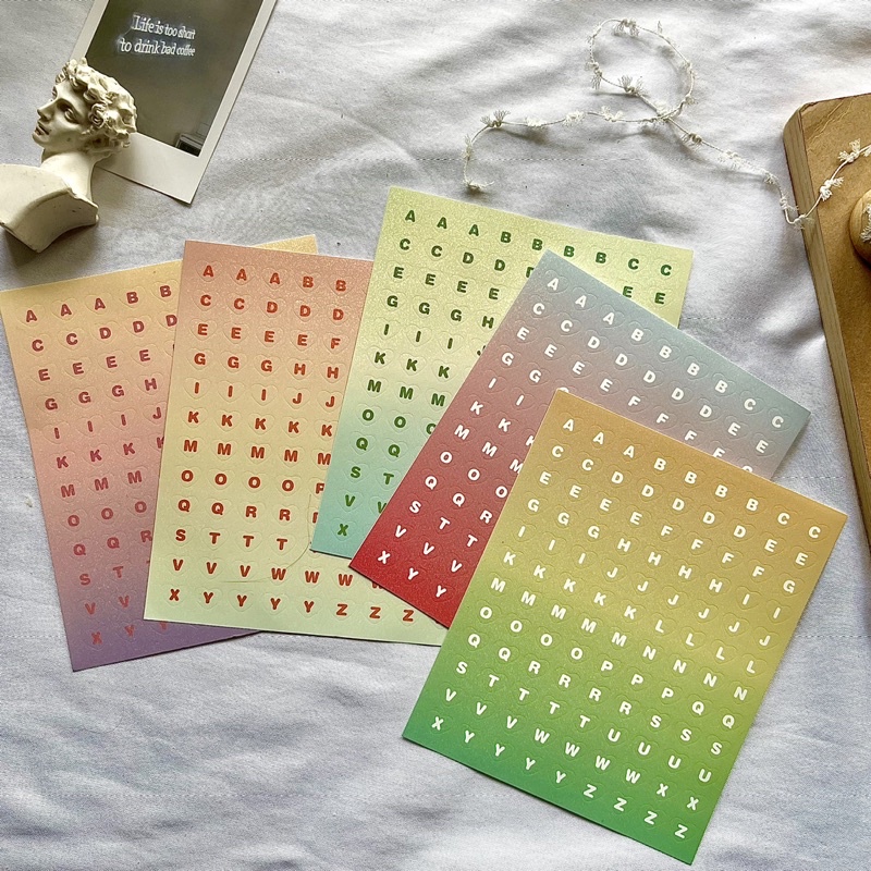 gradient alphabet sticker pack | Shopee Malaysia