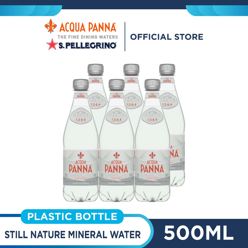 Acqua Panna Still Natural Mineral Water Plastic Bottle PET (500ml x 6 Plastic Bottles/Pack ...
