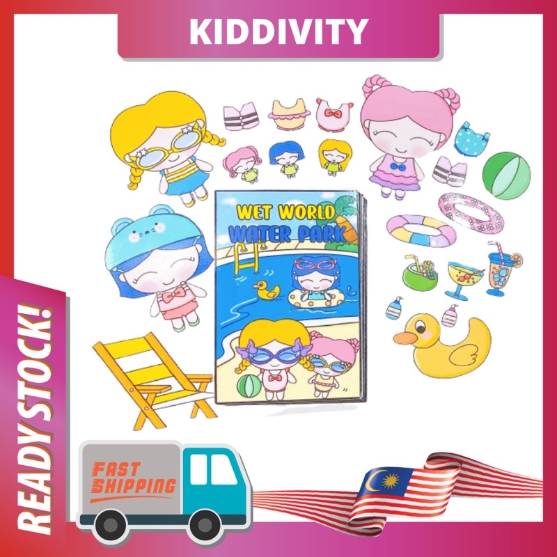 (DIY PACK) WATER PARK BUSY BOOK l DOLL PAPER BOOK l DIY BUSY BOOK l ...