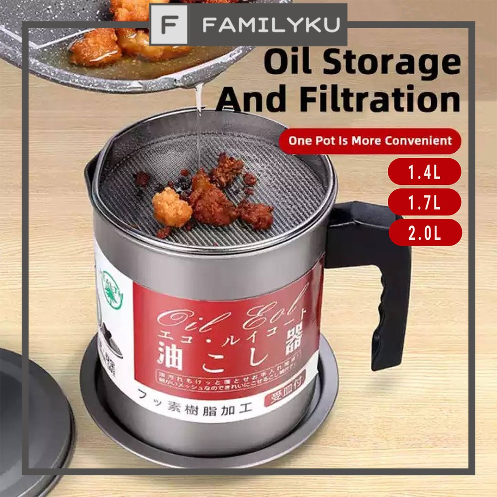 Stainless Steel Cooking Oil Filter Pot With Lid Japan Style Strainer ...