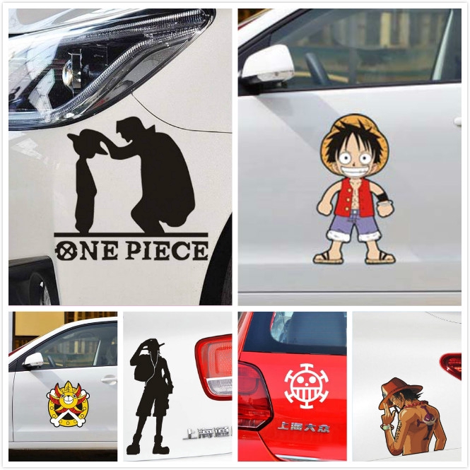 One Piece Fashion Car Sticker Luffy Ace Waterproof Auto Decals Scratch ...