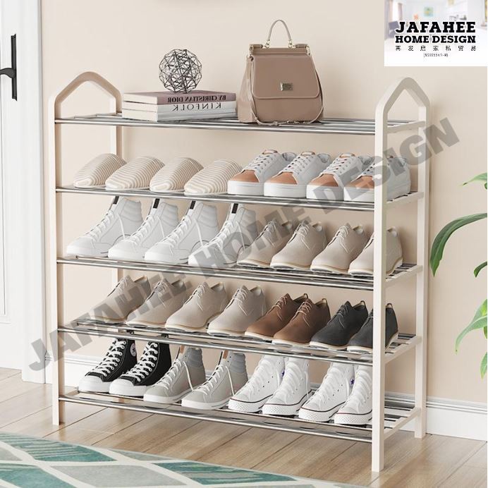 【JFE】 Shoe Rack High Quality Big Size 5-Tier (80x80x20cm) Metal- White ...