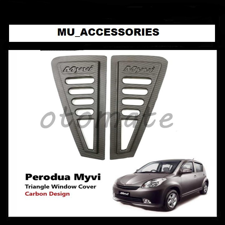 Perodua Myvi 2006-2011 3D Carbon Triangle Mirror Rear Side Window Cover ...