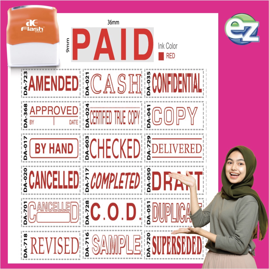AE Flash Ready Made Stamp Chop Stock Stamp (AMENDED CONFIDENTIAL CASH ...