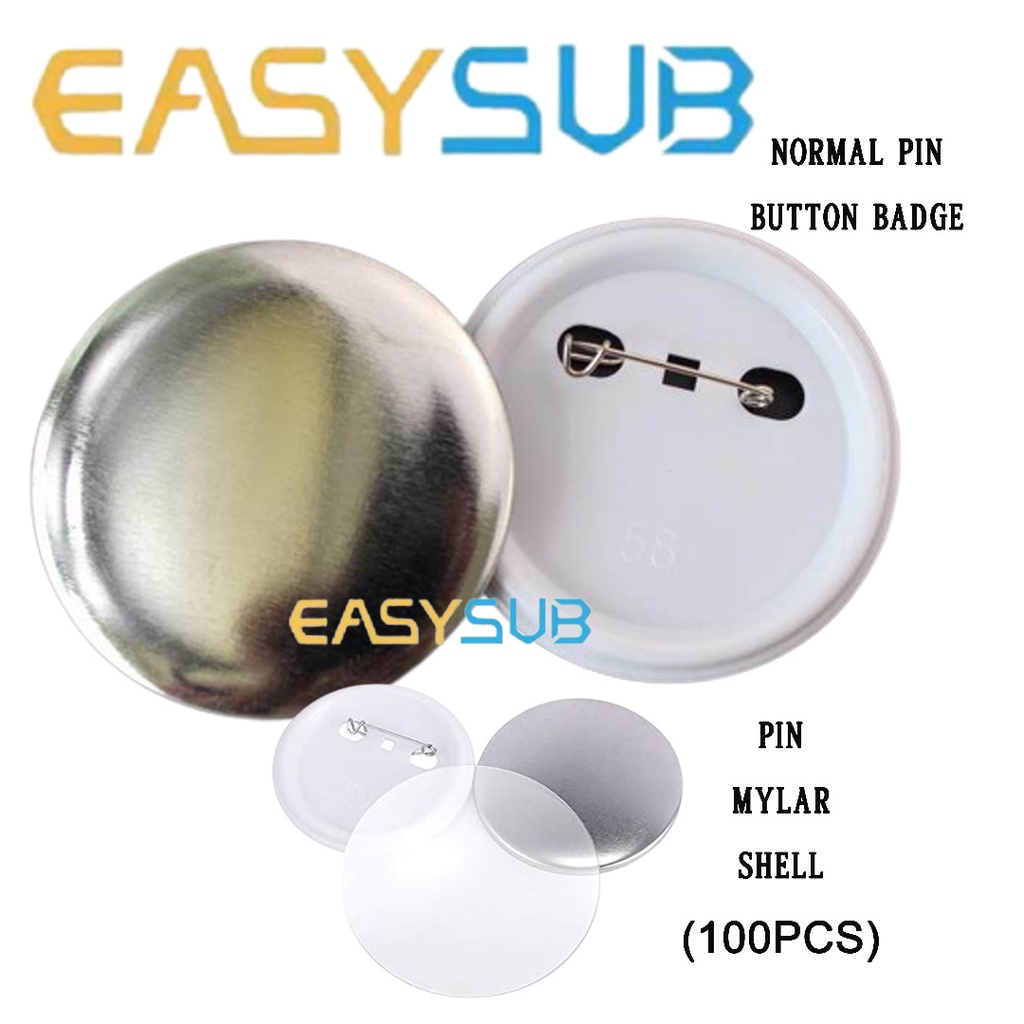 58MM BUTTON BADGE SAFETY PIN AND NORMAL PIN (58MM 100PCS) | Shopee Malaysia