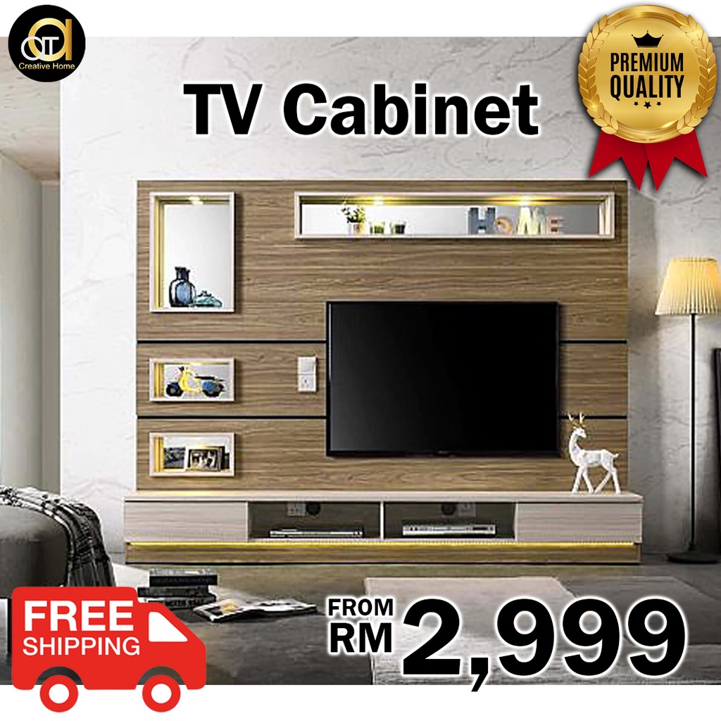 【FREE SHIPPING】8' 8FT Wooden TV Cabinet / 8' 8FT TV Kabinet Kayu / 电视橱柜 ...