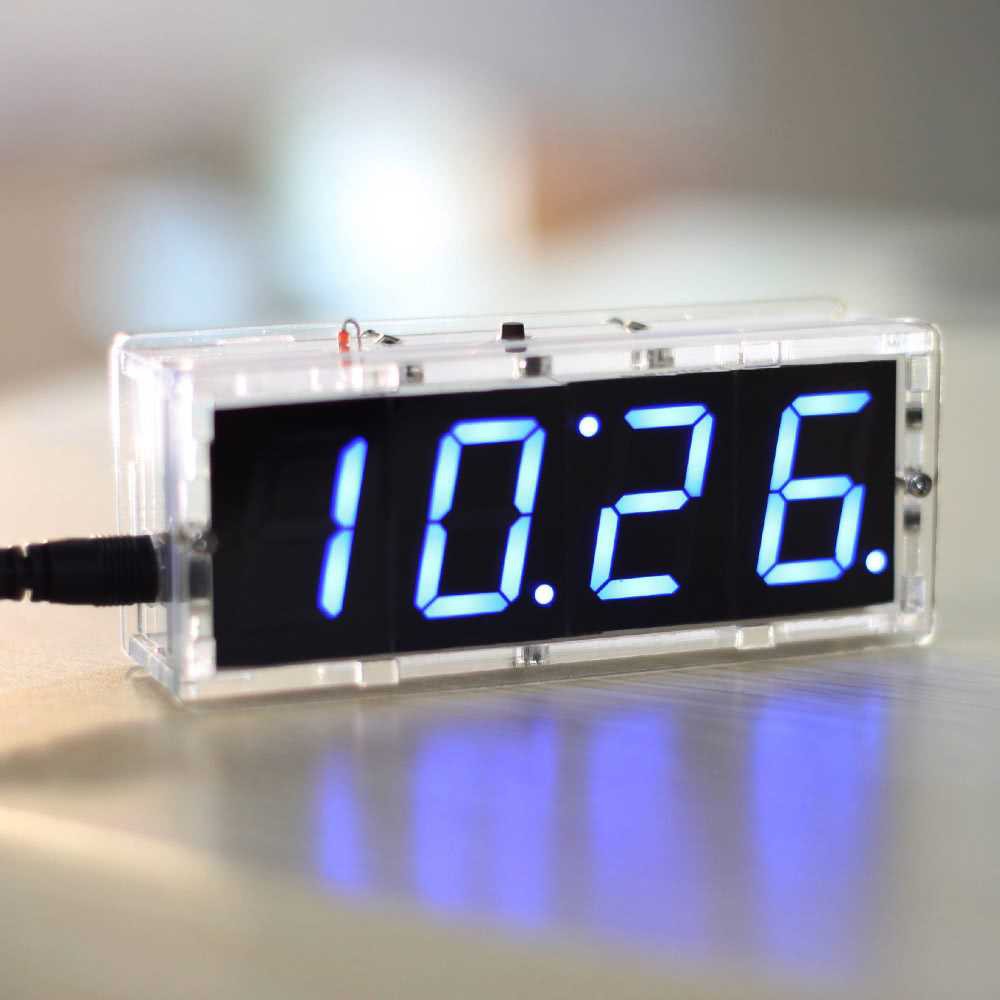 Compact 4-digit Digital LED Talking Clock DIY Kit Light Control ...